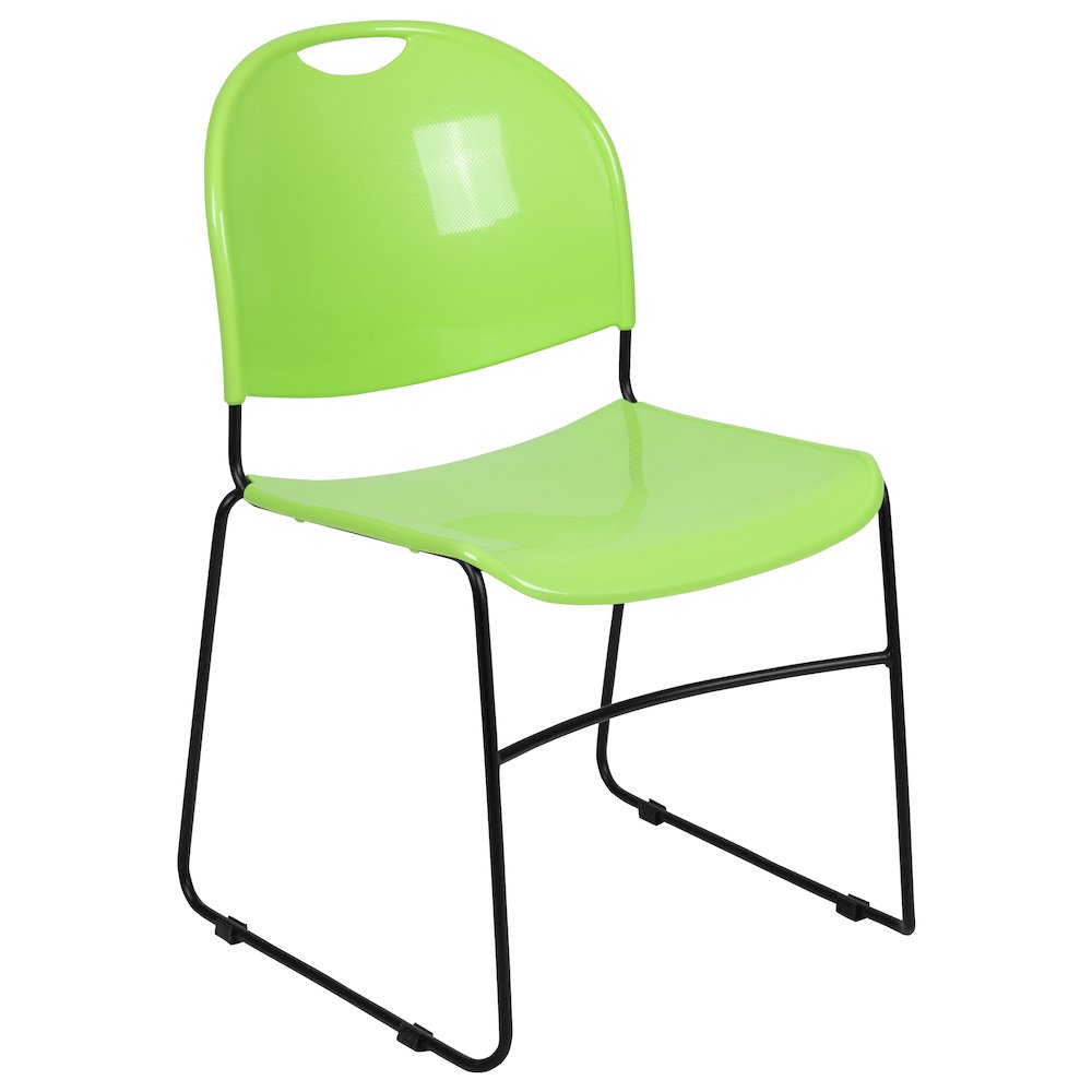 880 lb. Capacity Green Ultra-Compact Stack Chair with Black Powder ...