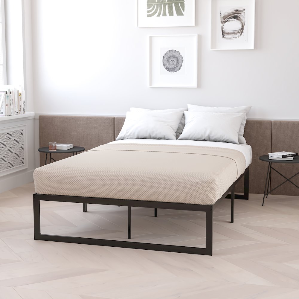 Flash Furniture 14 inch Metal Platform Bed Frame with 10 inch Pocket Spring Mattress in A Box No Box Spring Required Twin