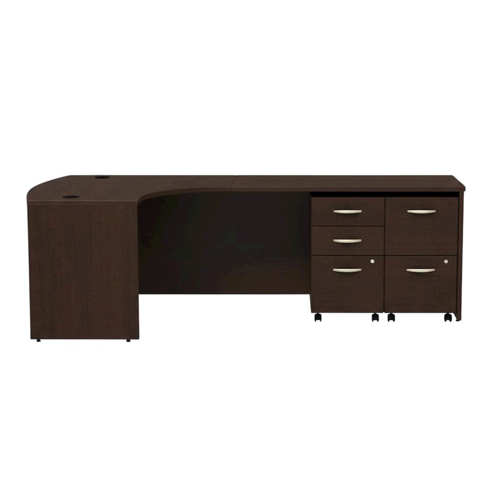 L-Shaped Office Desk With 2 Mobile Pedestals And Classic Shell Design