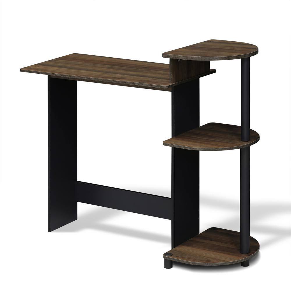 Furinno Compact Computer Desk with Shelves, Columbia Walnut/Black ...