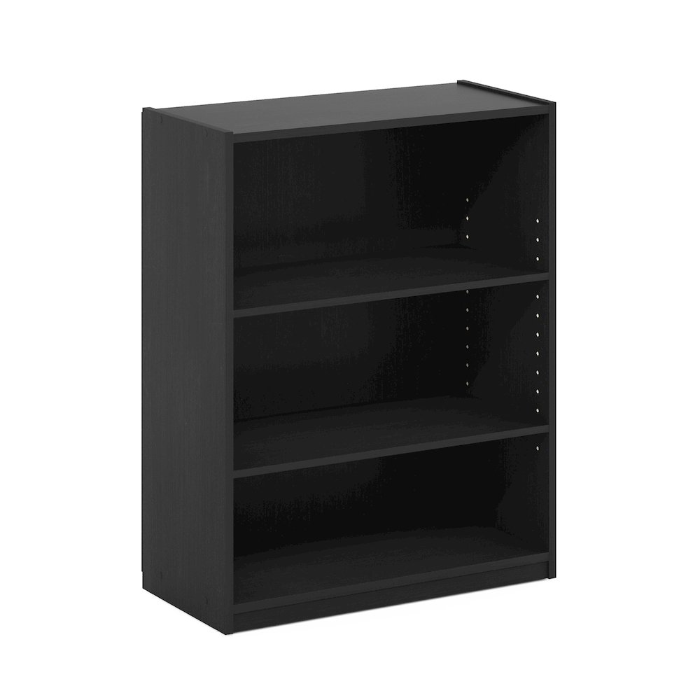 Gehry 3-Tier Bookcase, Bookshelf with Adjustable Shelves, Blackwood