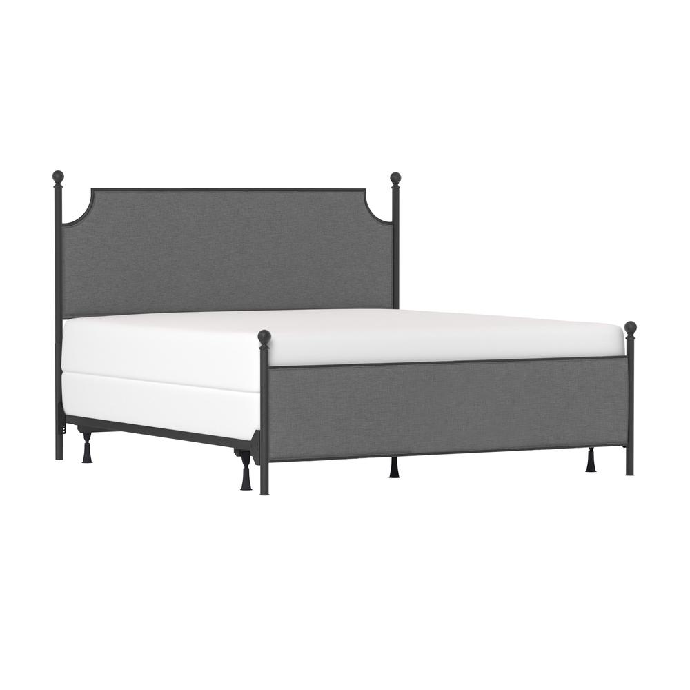 King Metal and Upholstered King Bed without Frame, Matte Black with ...