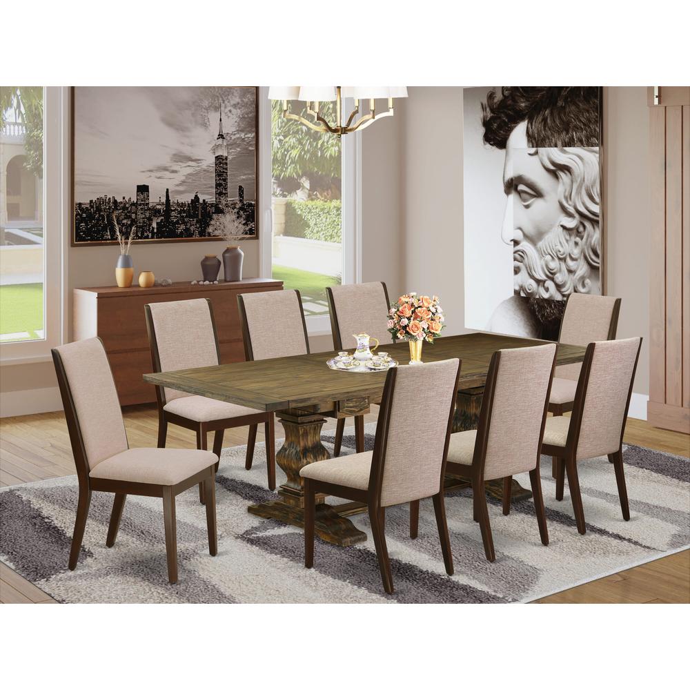 9 Piece Kitchen Table & Chairs Set Includes a Rectangle Dining Table ...