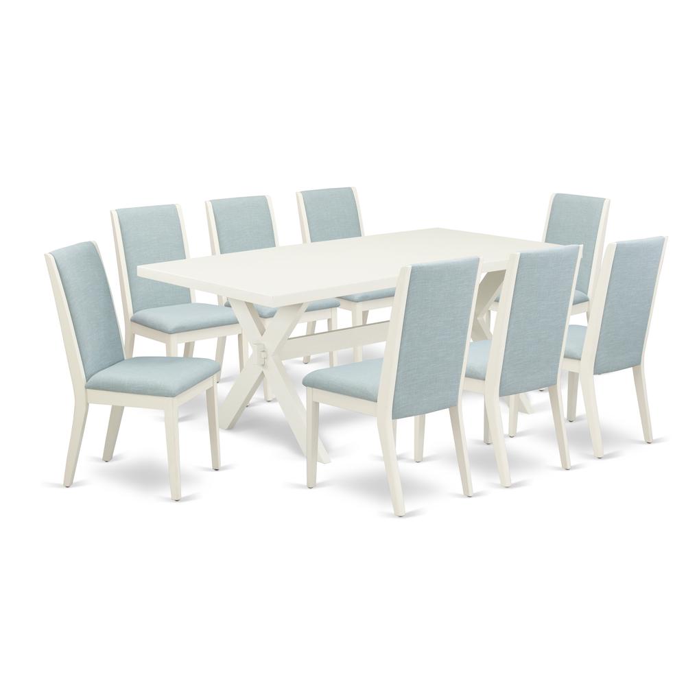 East West Furniture X027LA015-9 9Pc Modern Dining Table Set Consists of ...