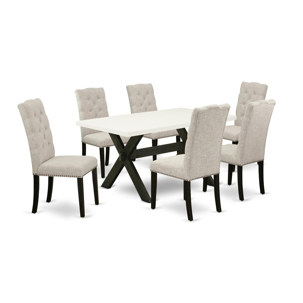 7-Piece Kitchen Dining Table Set - 6 Parson Chairs and a Rectangular ...