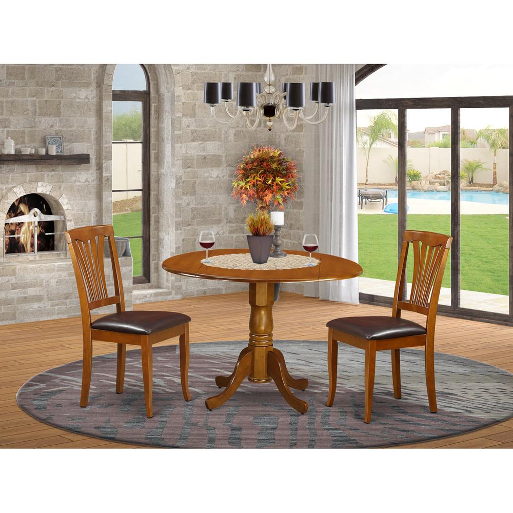 3 PC Kitchen Table set-Dining Table and 2 Leather Kitchen Chairs