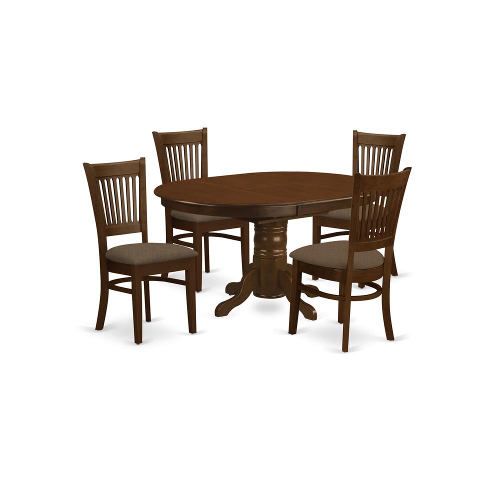 KEVA5-ESP-C 5 Pc set Kenley Kitchen Table with a Leaf and 4 Fabric Seat ...