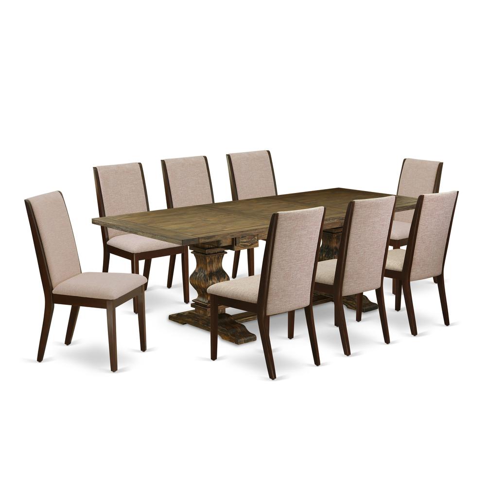 9 Piece Kitchen Table & Chairs Set Includes a Rectangle Dining Table ...