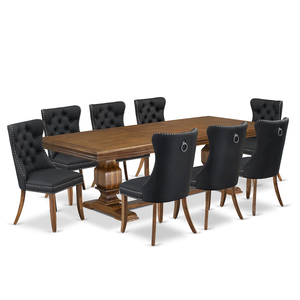 9 piece Dining Table Set a Modern Dining Table and 8 Dark Grey Kitchen ...