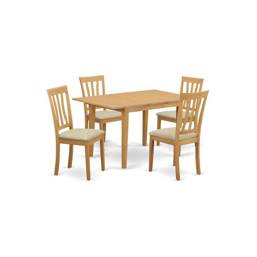 NOAN5-OAK-C 5 Pc Dining room set - Kitchen dinette Table and 4 Dining ...