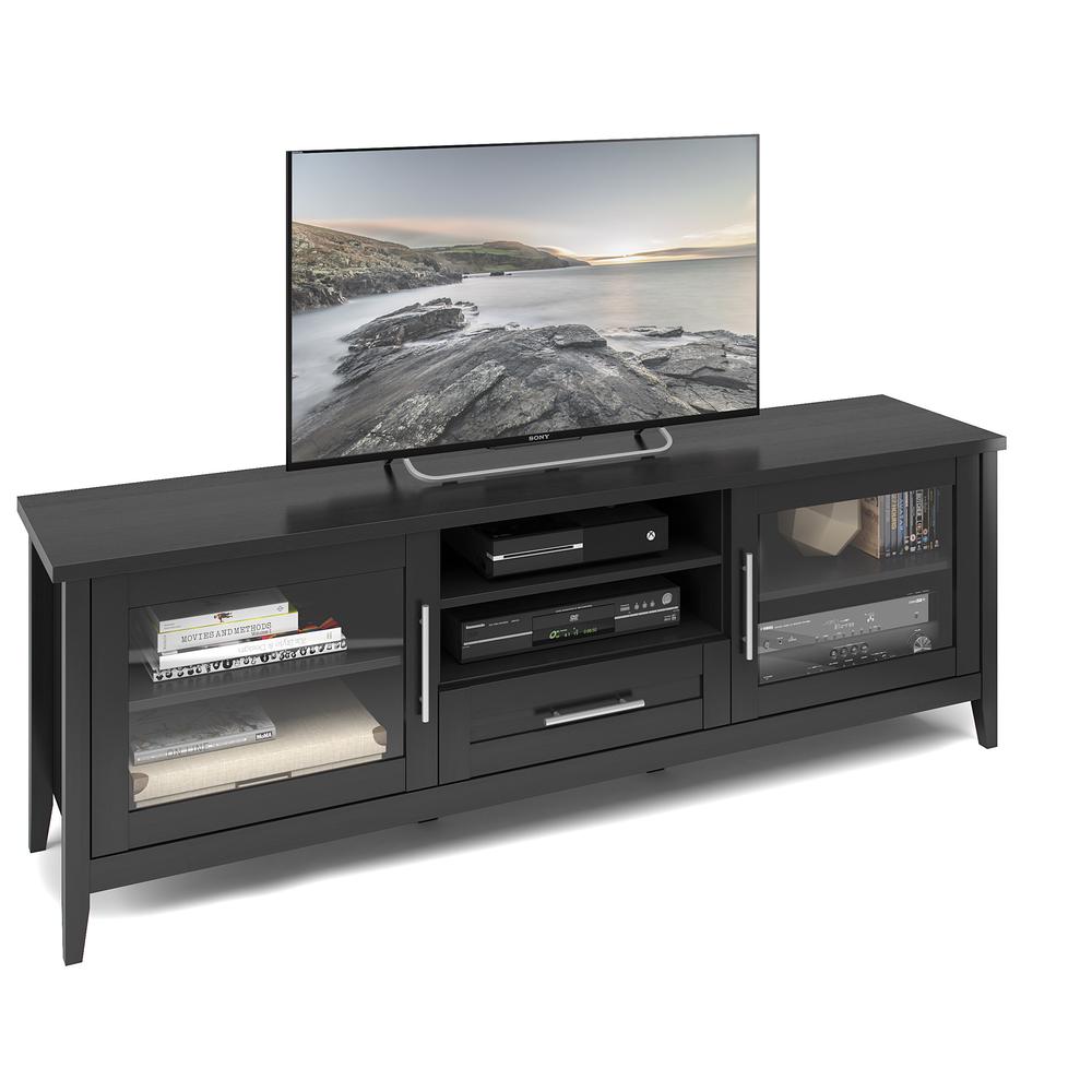 Jackson Extra Wide TV Bench in Black Wood Grain Finish, For TVs up to 80"