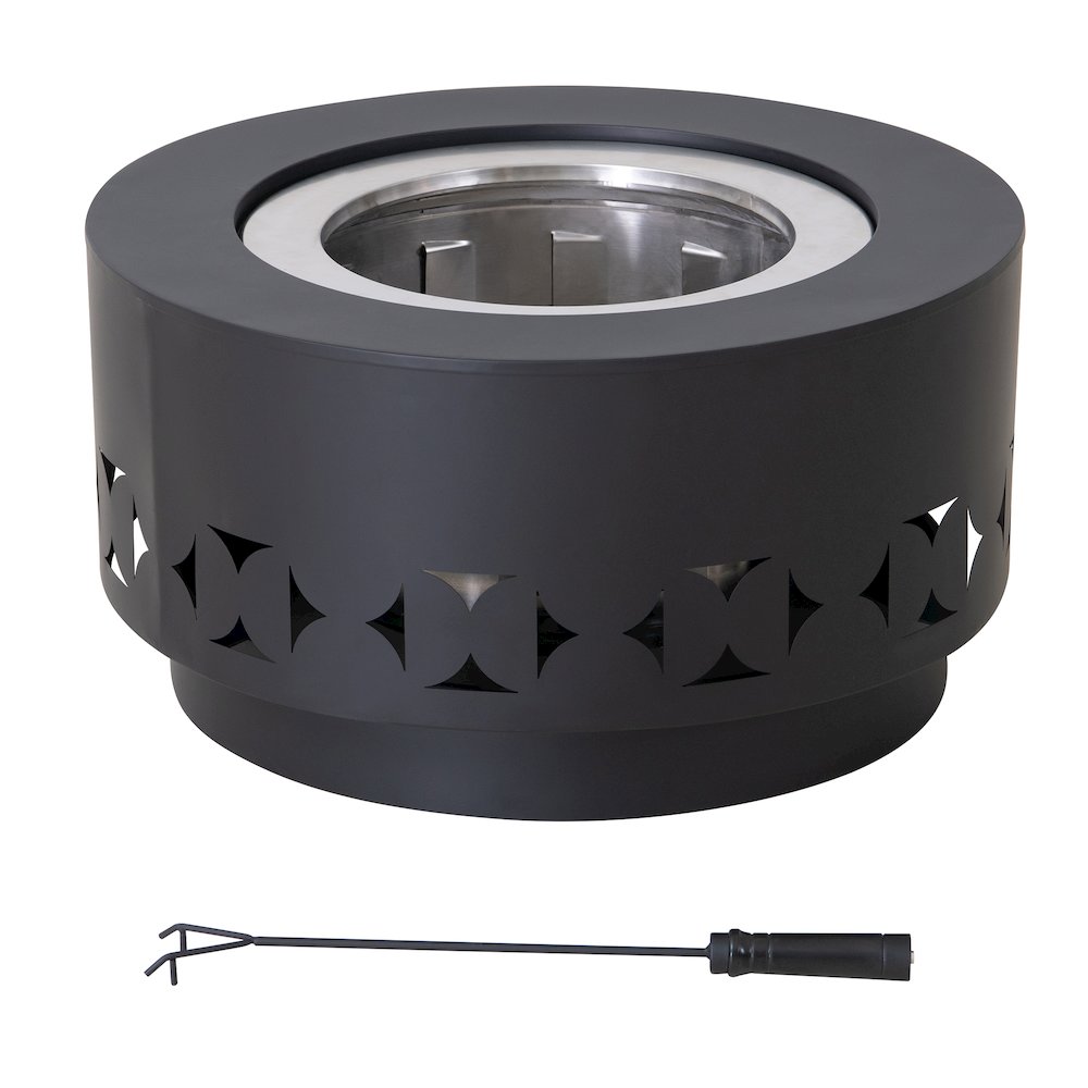 Lawrence 28. Black Steel Wood Burning Outdoor Smokeless Fire Pit with ...