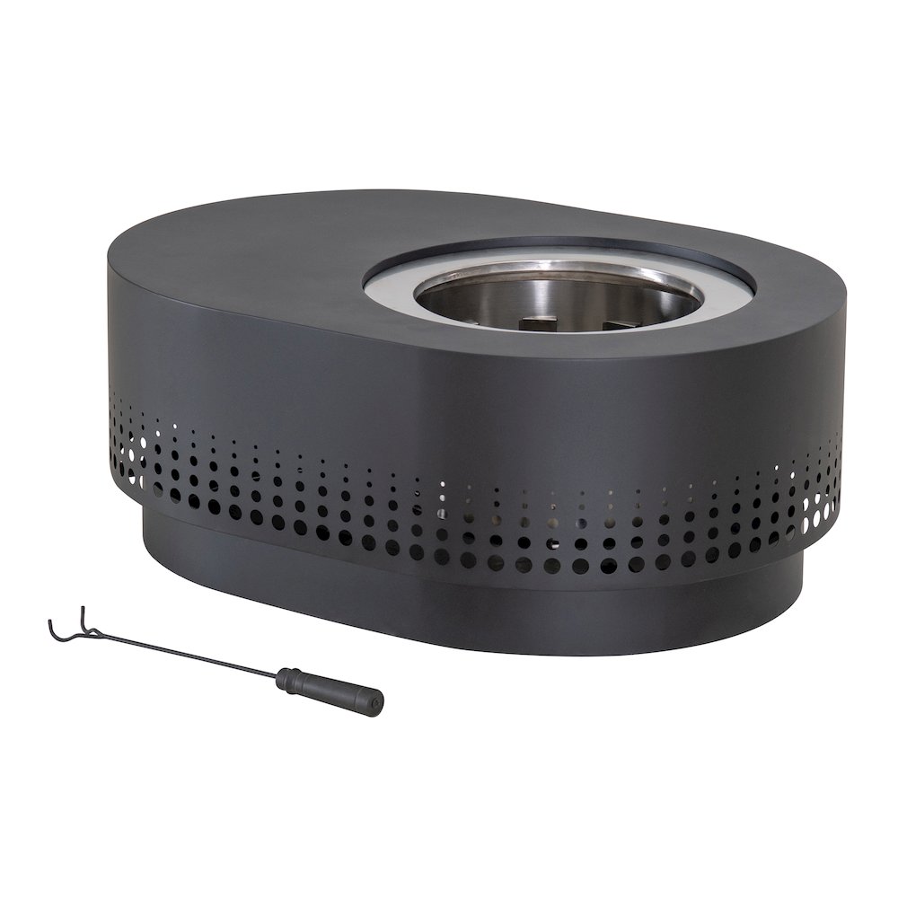 Lawrence 38. Black Steel Wood Burning Outdoor Smokeless Fire Pit with ...