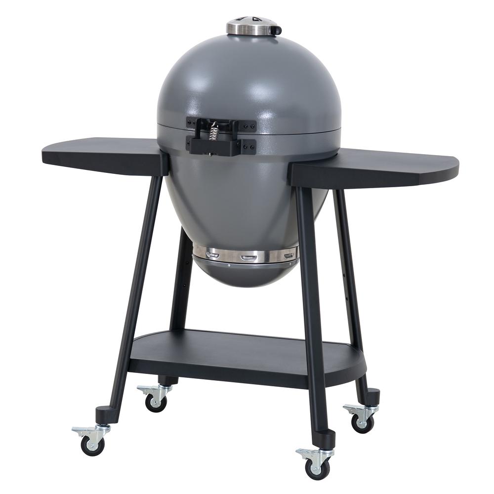 Sunjoy 20IN Egg-shaped Grill with Pizza Plate, Grey