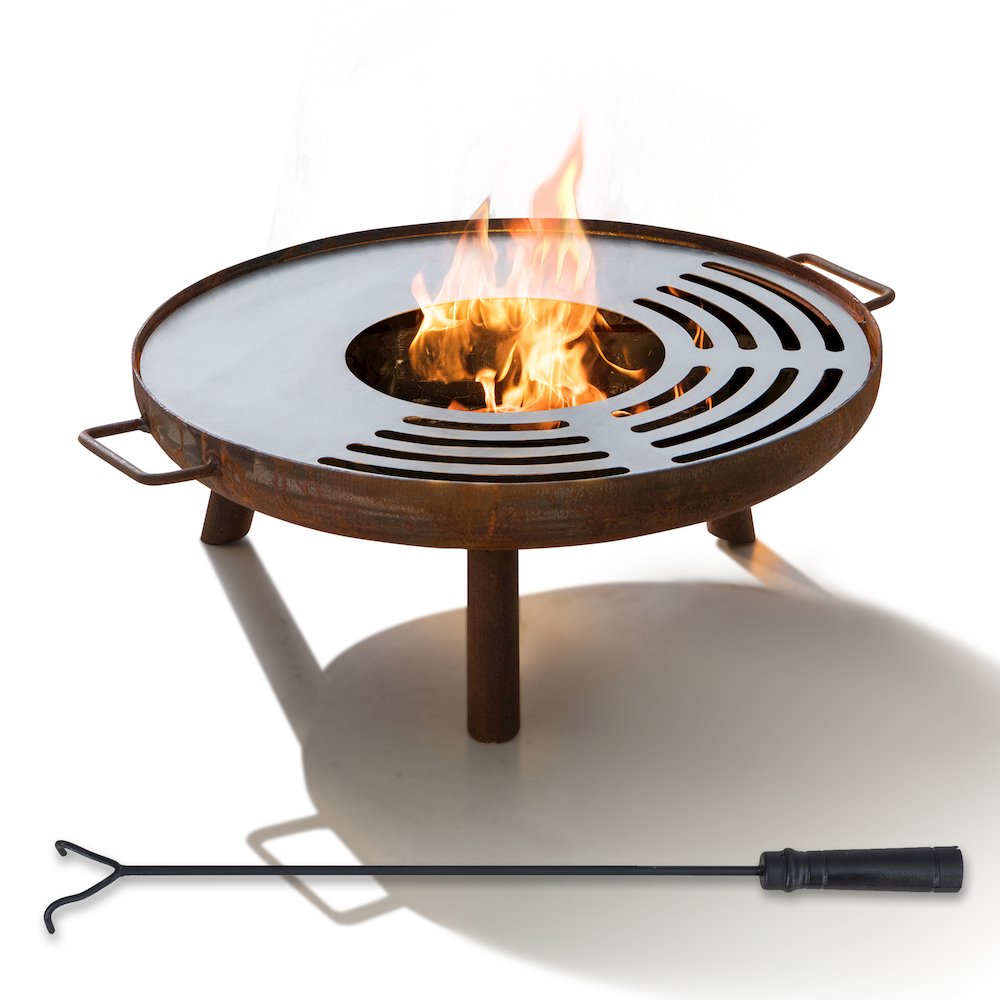 28 in. Fire Pit Outdoor Steel Rusic Firepit Patio Wood Burning Fire Pits