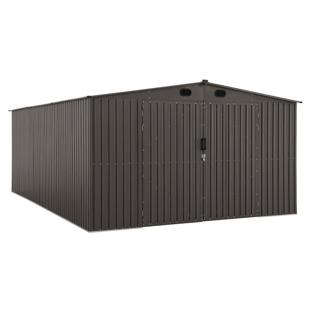 Sunjoy 13 ft. x 20 ft. Outdoor Storage Shed, Carport, Tan