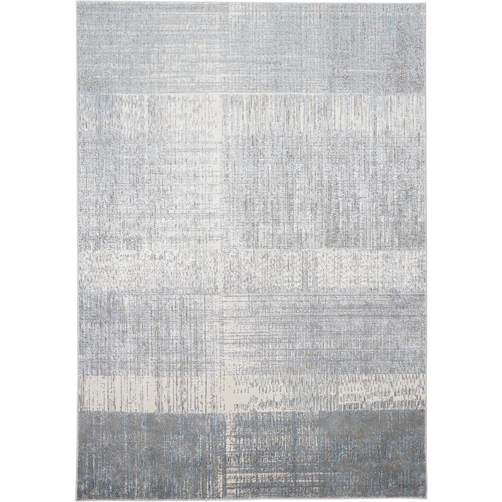 Azure Modern Metallic Striated Rug, Gray/Beige/Teal, 10ft x 13ft - 2in ...