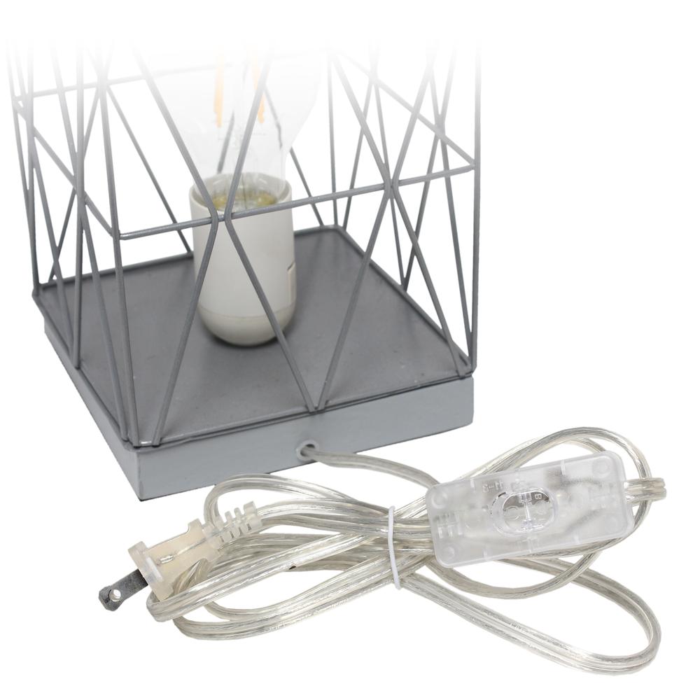 White Geometric Square Metal Table Lamp