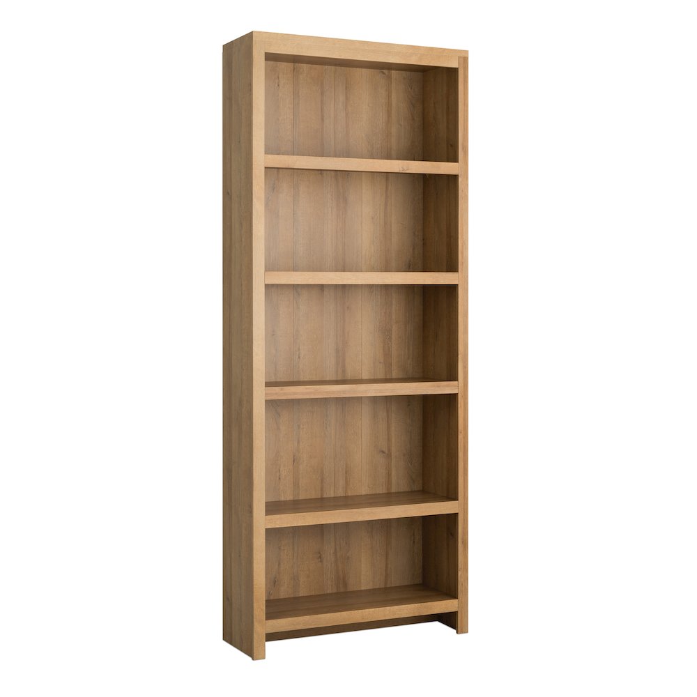 Moda 5-Tier Tall Bookcase Oak Engineered Wood Bookshelf with Storage
