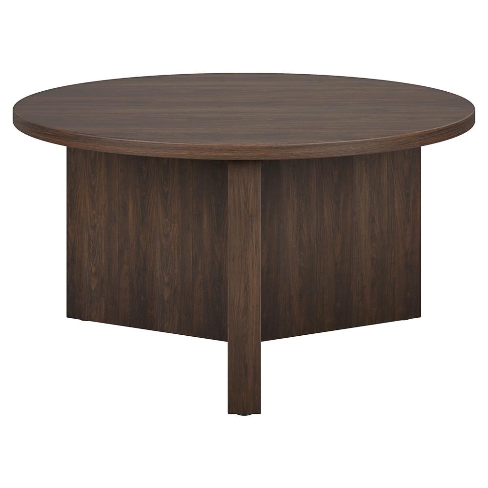 Anders 32" Wide Round Coffee Table in Alder Brown