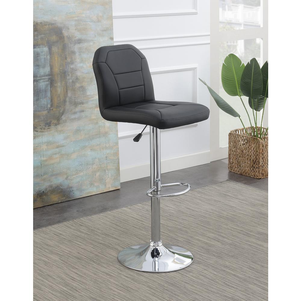 Adjustable Height & Swivel Barstool 2 Piece in Black Faux Leather