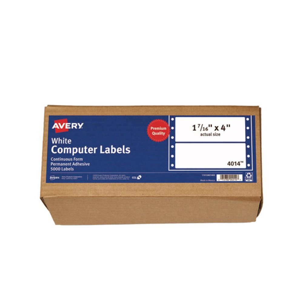 Dot Matrix Printer Mailing Labels, Pin-Fed Printers, 1.44 x 4, White ...