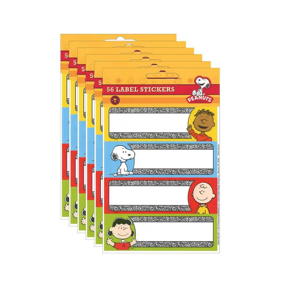 Peanuts Composition Label Stickers, 56 Per Pack, 6 Packs