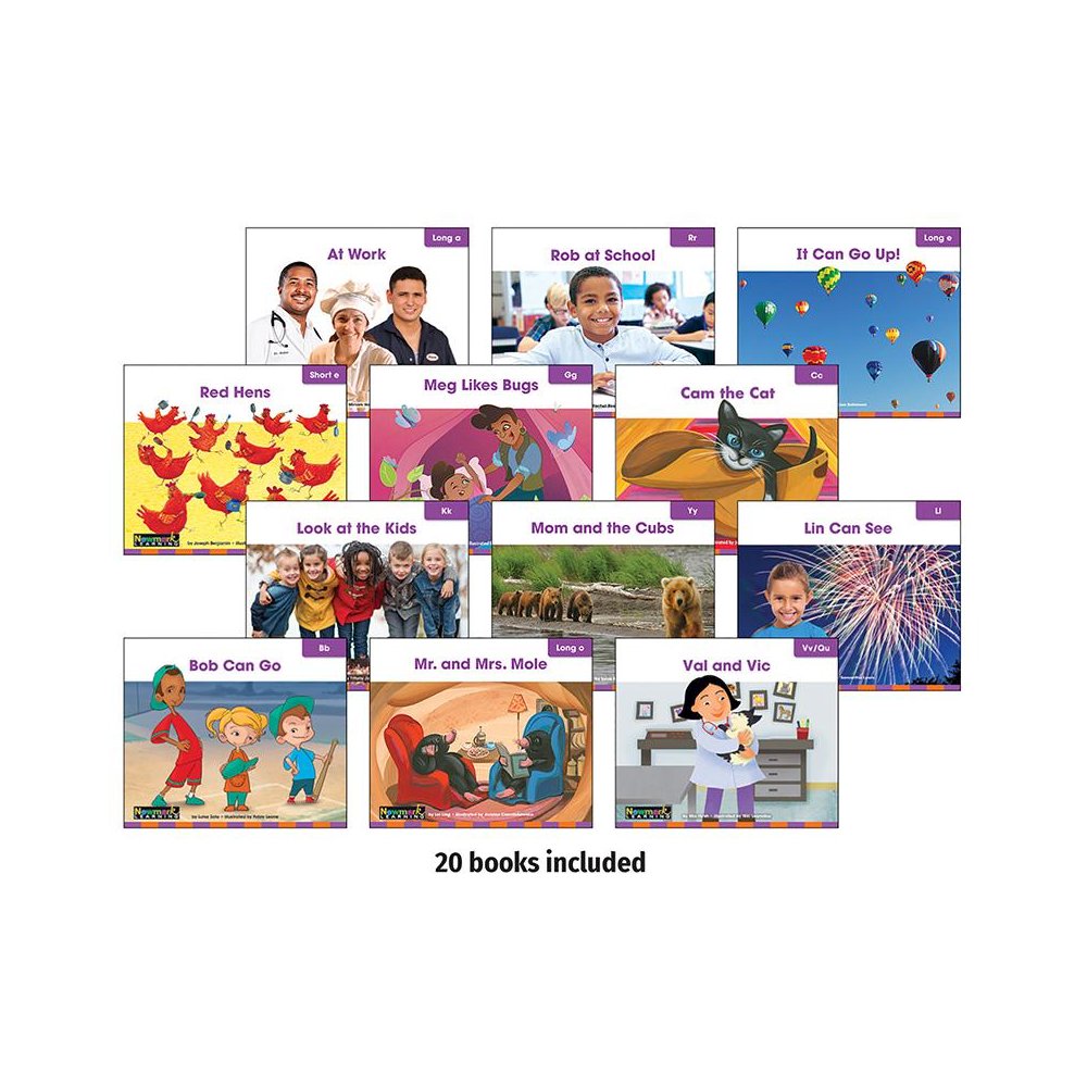 Decodable Readers Grade K Consonants and Short Vowels (u, e), 20 Books