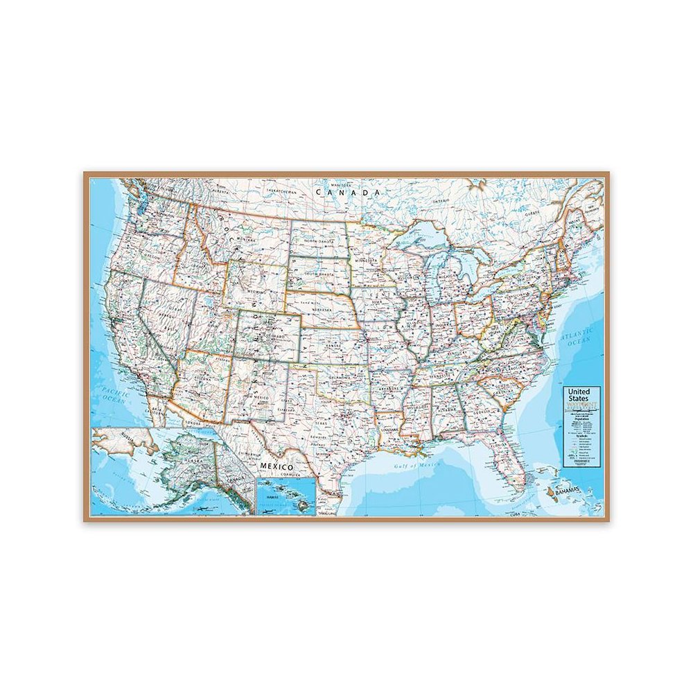 Contemporary USA 24" x 36" Laminated Wall Map