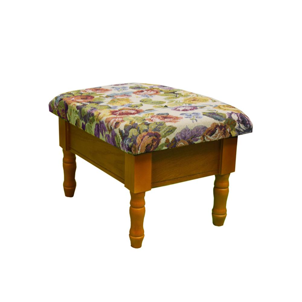 10" Oak Foot Stool With Storage