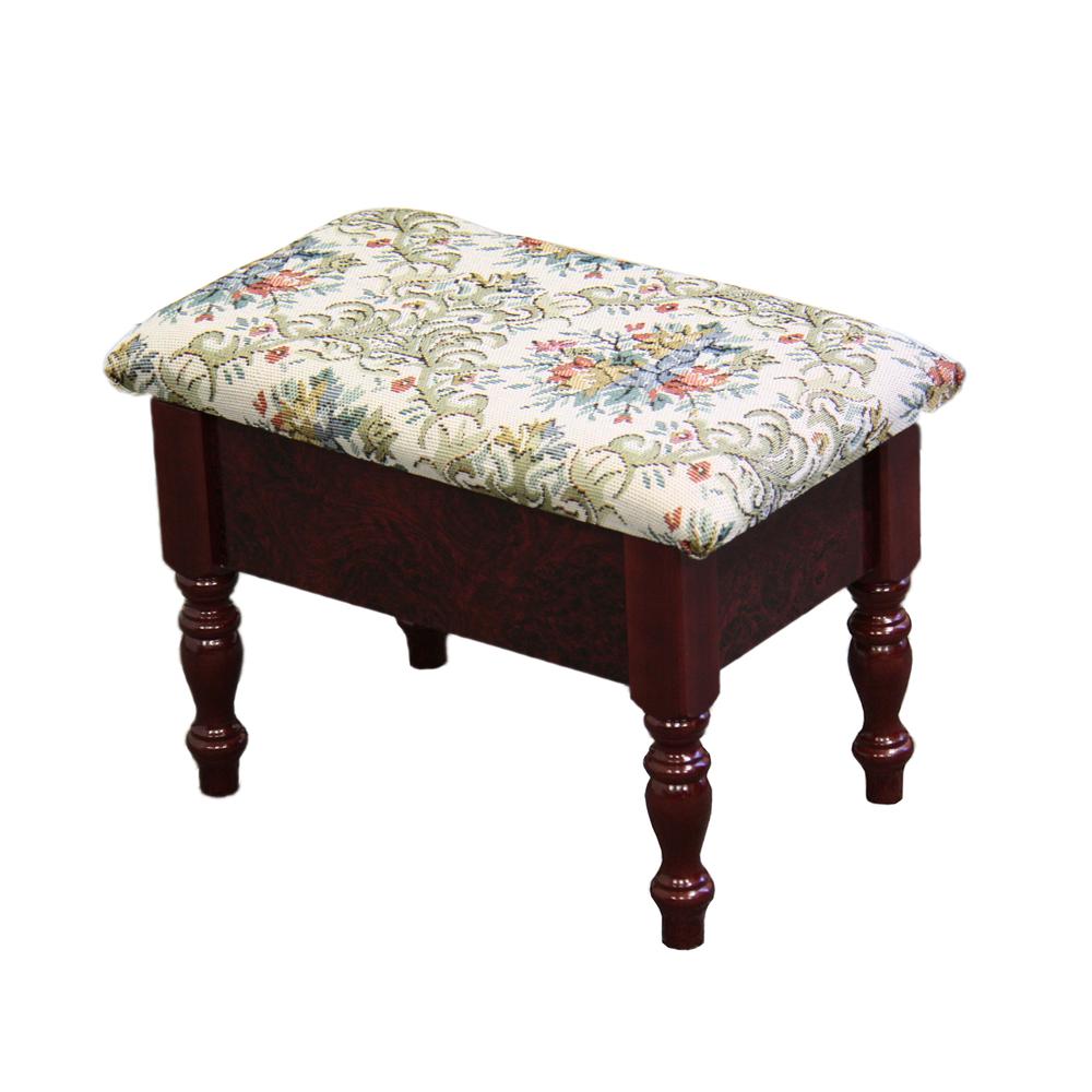 10" Oak Foot Stool With Storage