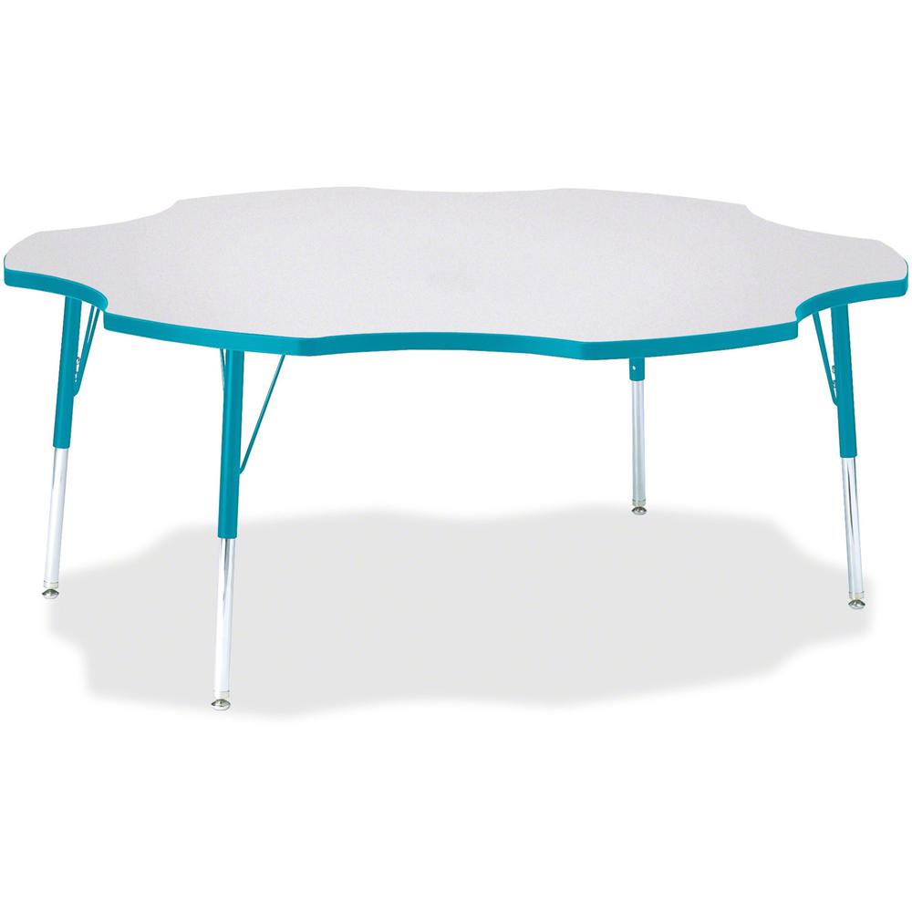 Jonti-Craft Berries Prism Six-Leaf Student Table - Laminated, Teal Top ...