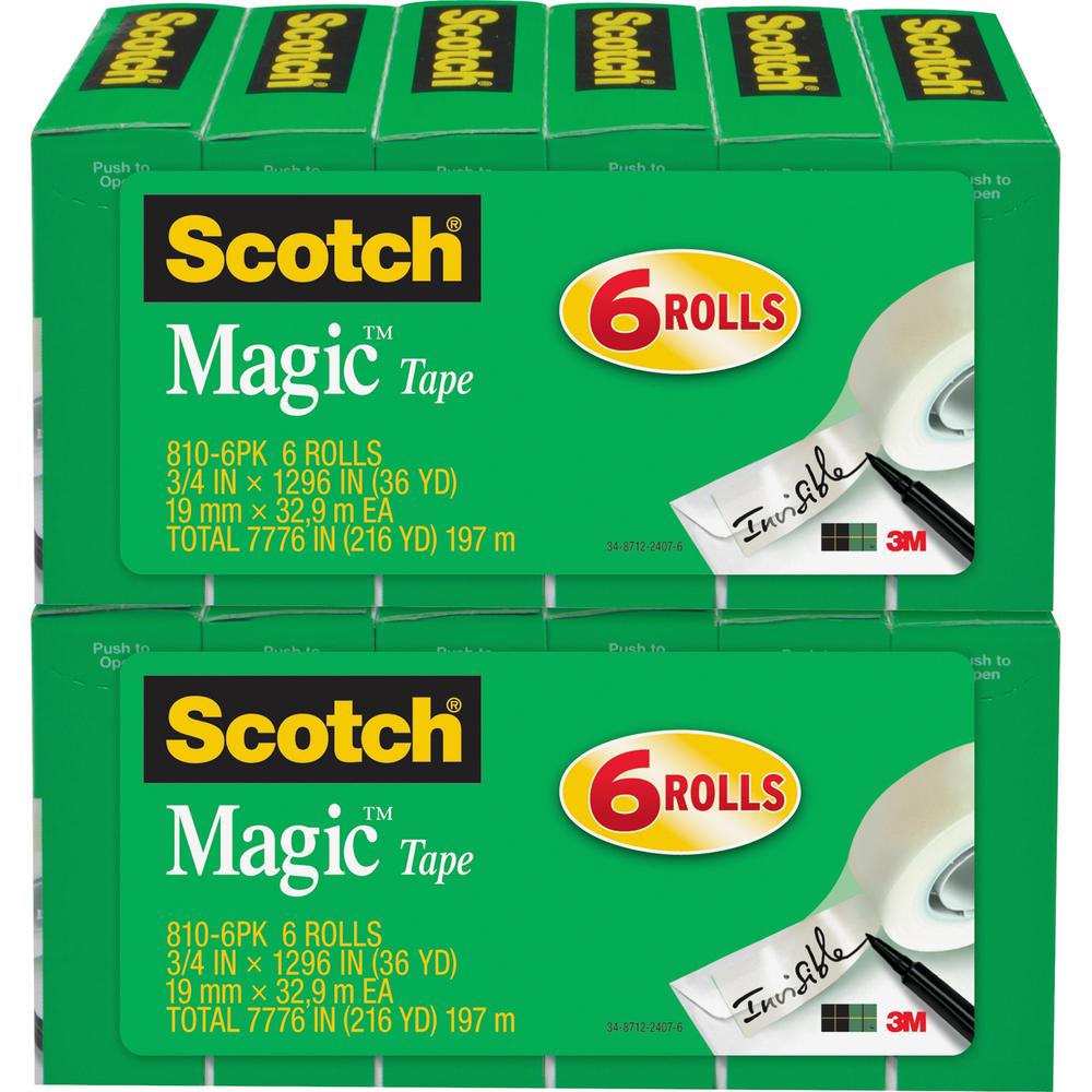 Scotch 3/4"W Magic Tape - 36 yd Length x 0.75" Width - 1" Core - Split ...