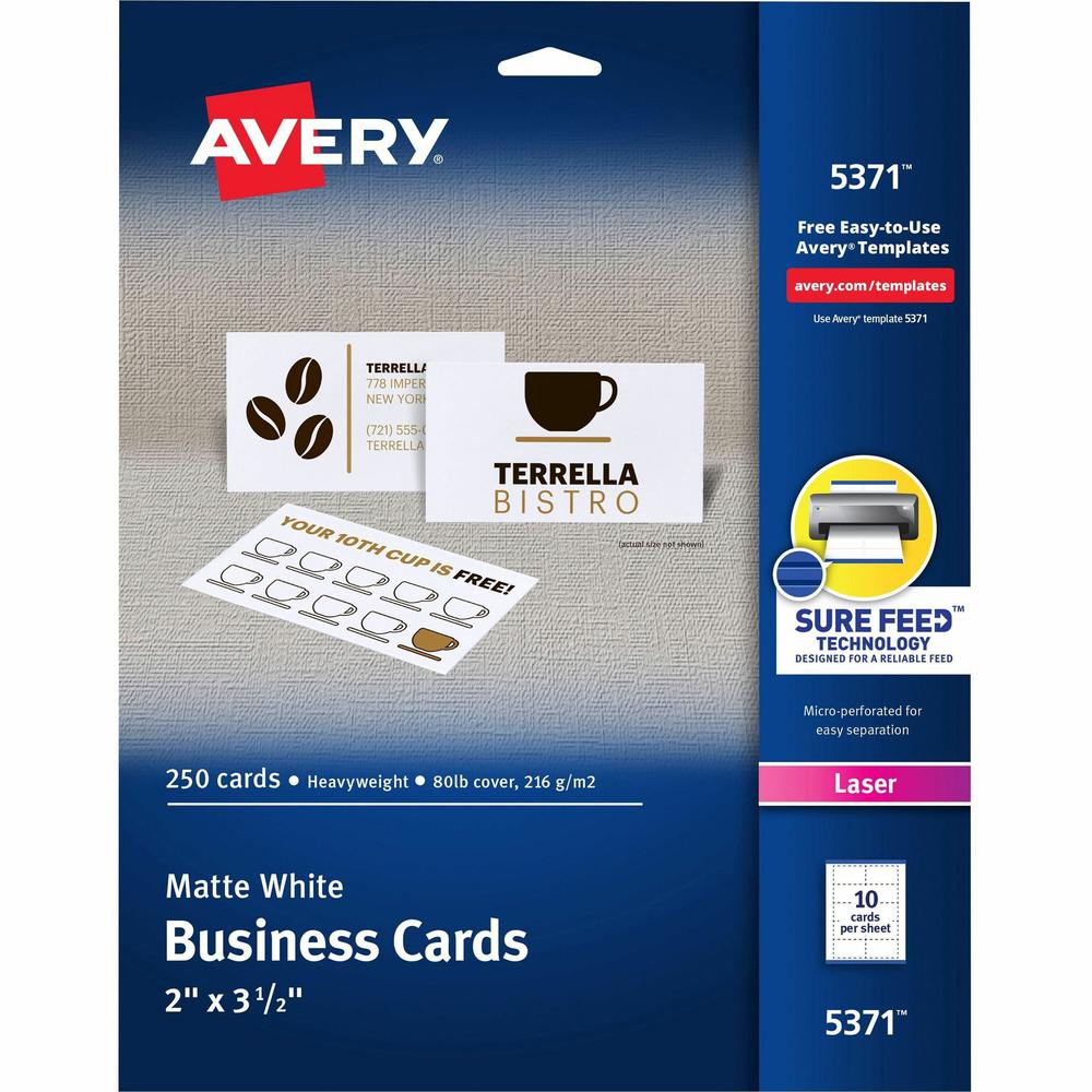 Avery® Micro-Perforated Business Cards for Laser Printers, 2" x 3½ ...