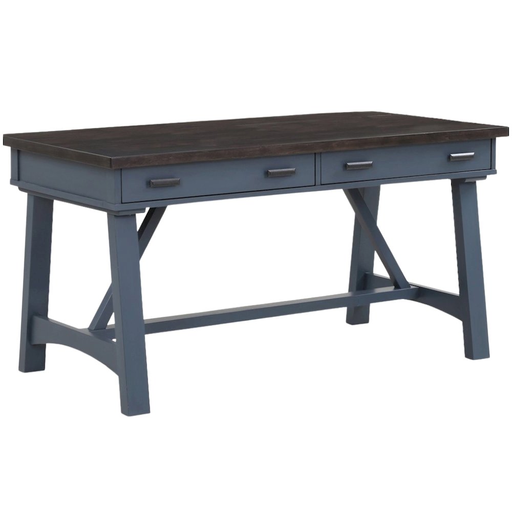 Blue Desk, 60 Inch Writing Desk with 3 Drawers, Writing Desk Wood Design