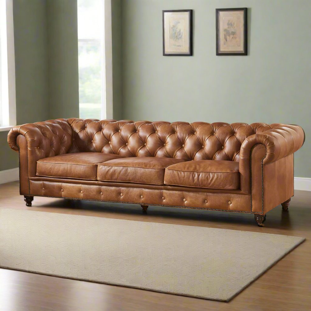 Century Chesterfield Sofa - Light Chestnut Leather