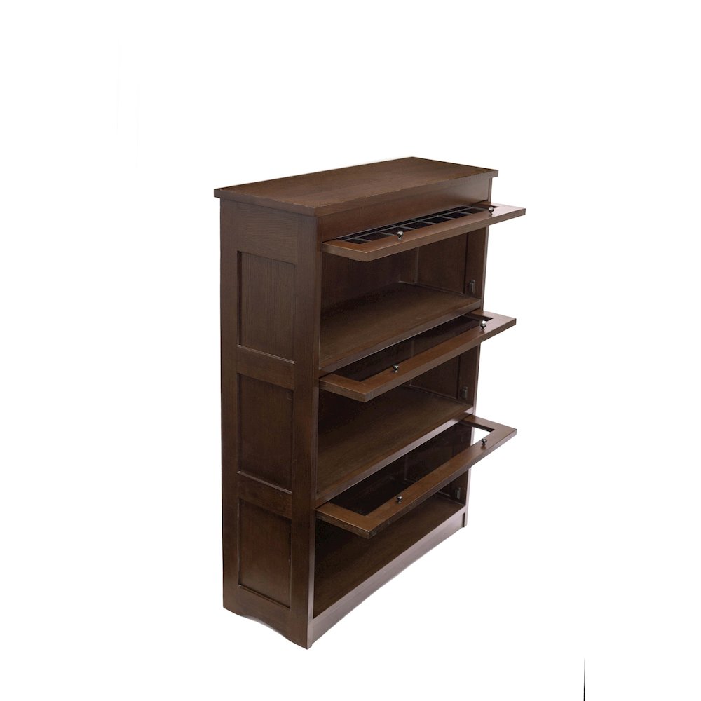 Mission Craftsman Style Oak Barrister Bookcase - 3 Stack - Walnut