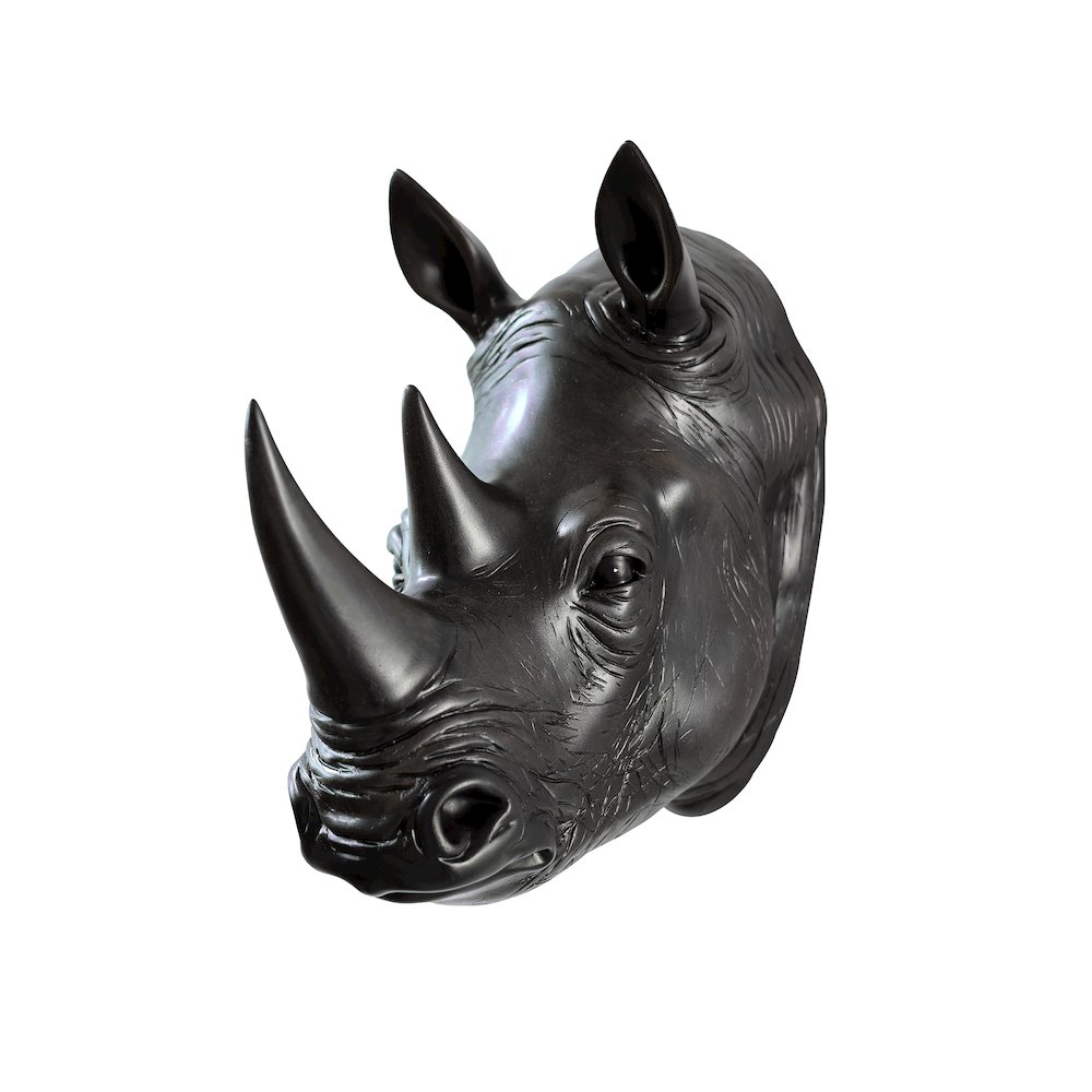 Rhinoceros Head Wall Mount Art Black Color